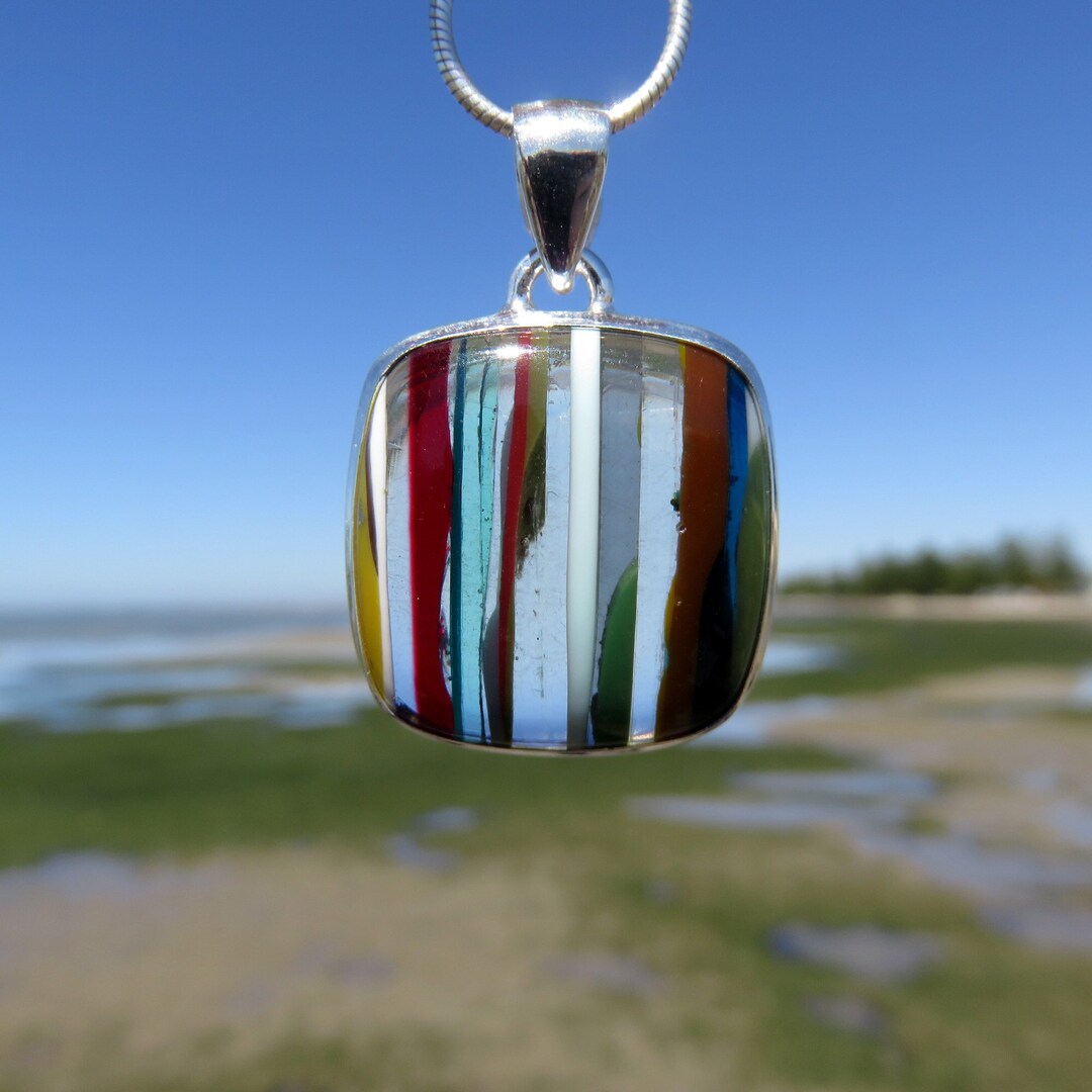 Surfite Pendant, Gift for Her, Square Pendant, Recycled Necklace ...