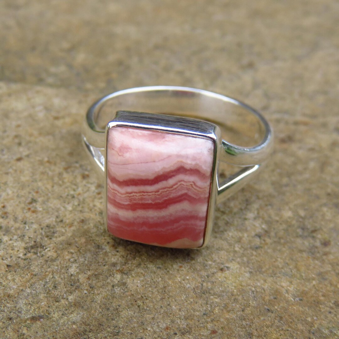 Rhodochrosite Inca Rose Ring Size 9 S 60 Pink Gemstone Handmade 925 ...