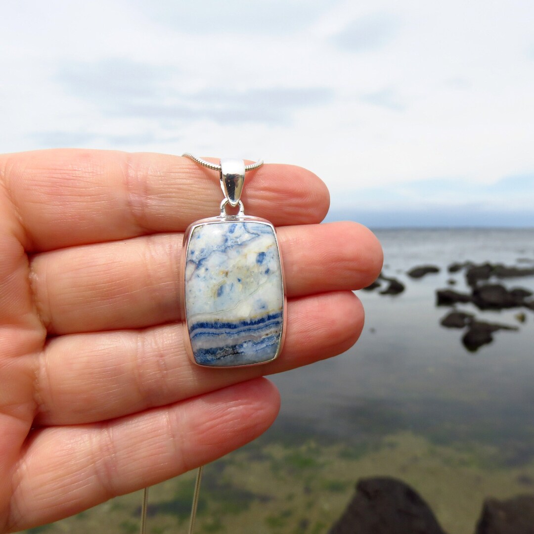 Natural Scheelite Pendant, Gemstone Jewellery, Blue Gemstone Jewelry ...