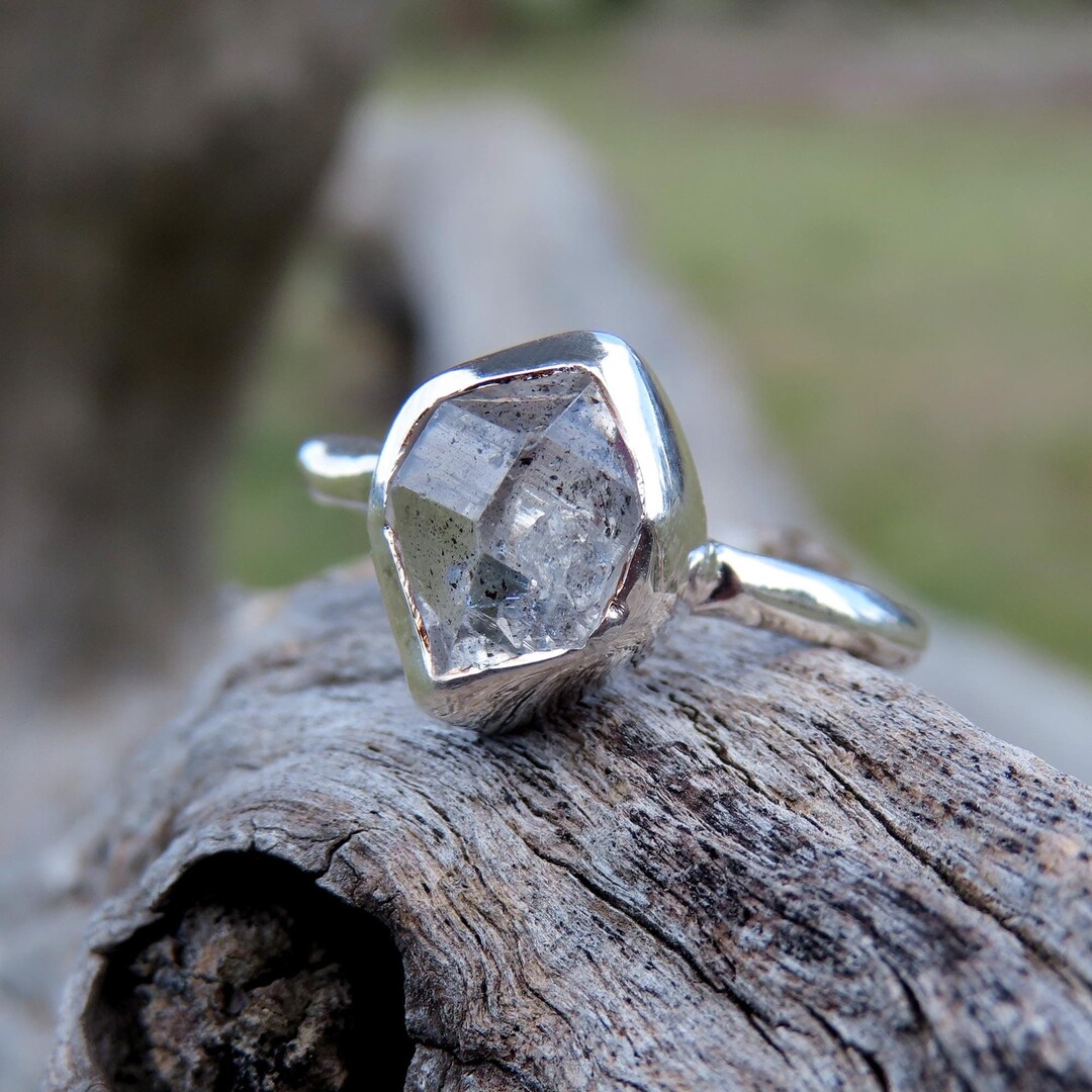 Herkimer Diamond Ring Size 6, Sterling Silver Ring for Woman, Crystal Ring, Gemstone Ring ...