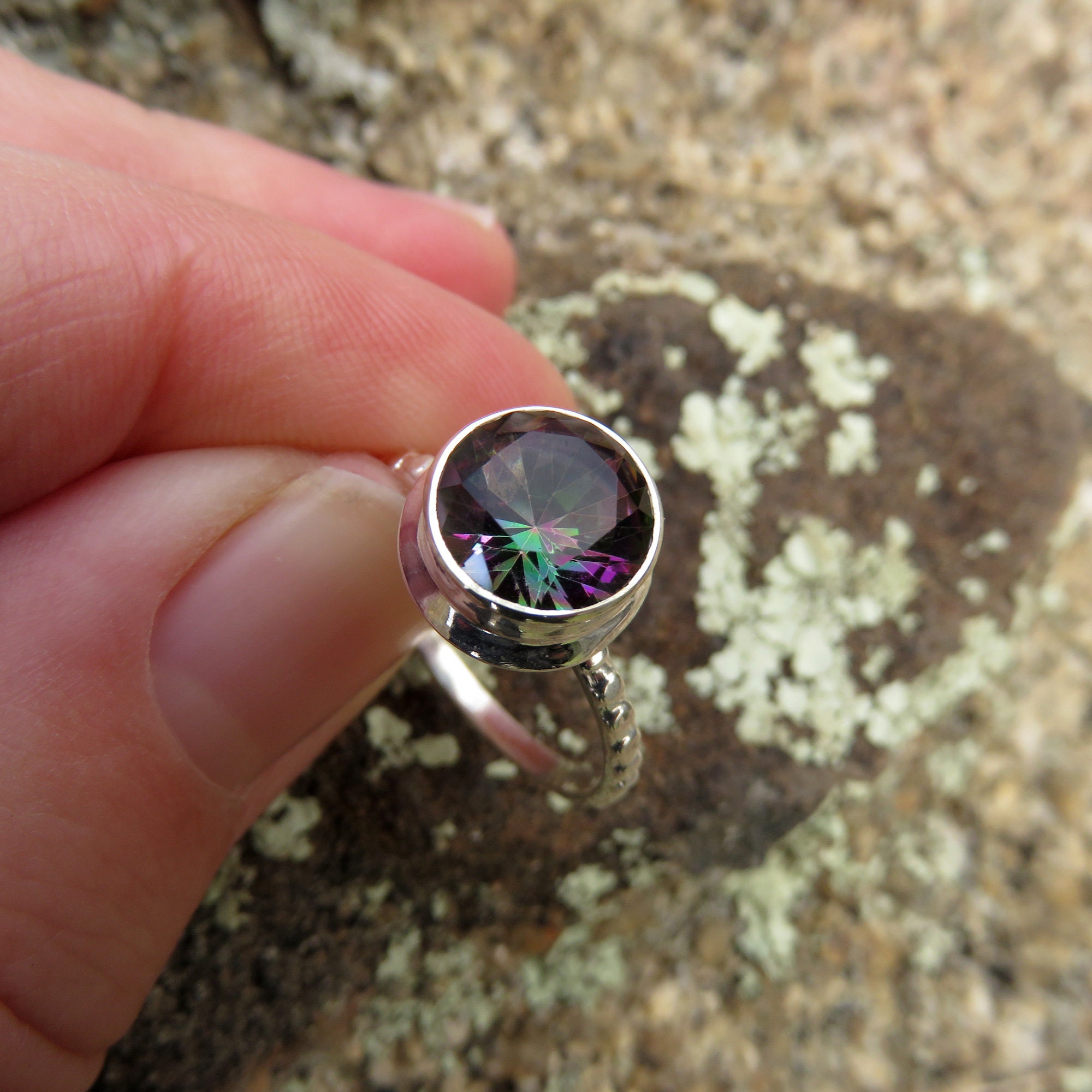 Mystic quartz ring rainbow quartz ring crystal ring | Etsy