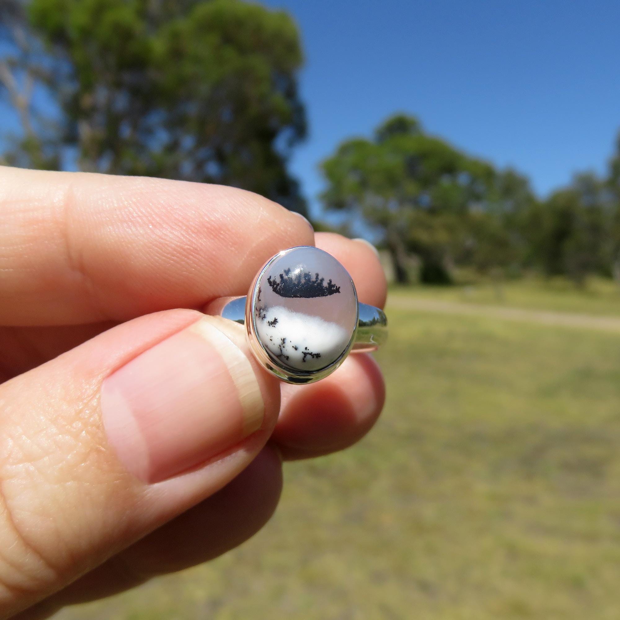 Merlinite Ring Size 6.5, Dendritic Agate Ring, Melinite Jewelry ...
