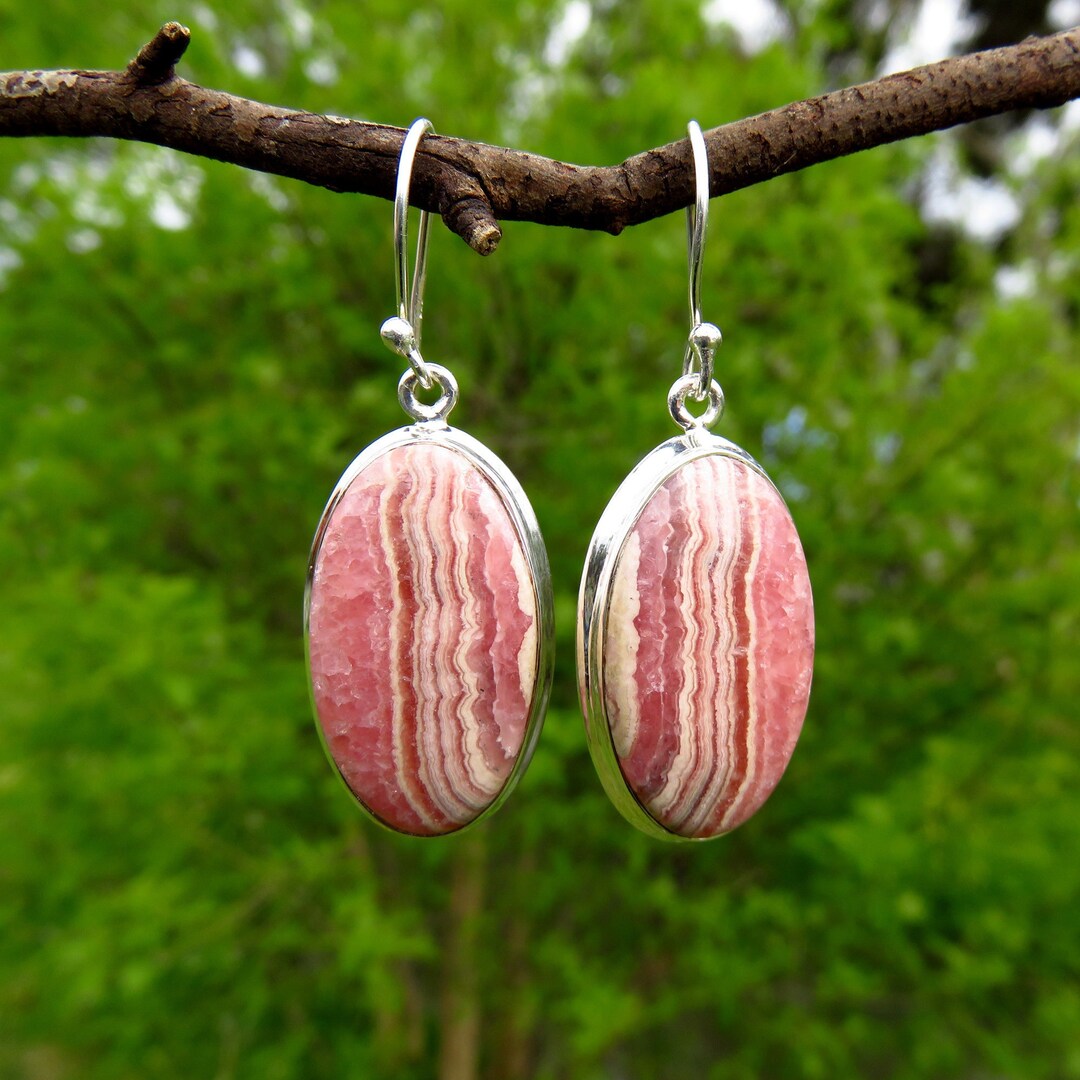 Rhodochrosite Earrings, Inca Rose Rhodochrosite Crystal, Healing ...