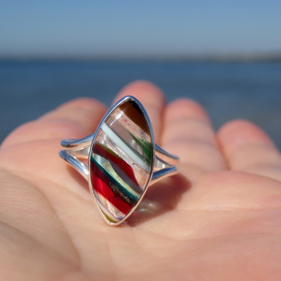 Surfite Ring Size 9.5, Bohemian Ring Size T, Multicolor Silver Ring ...