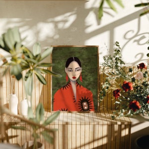 Moody Asian Portrait Chinoiserie Art Portrait Japandi - Etsy