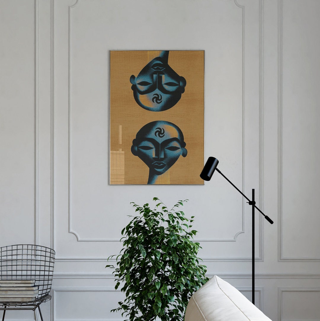 The Law of Seeds. African Wall Art Blue African Mask Art Black Abstract ...