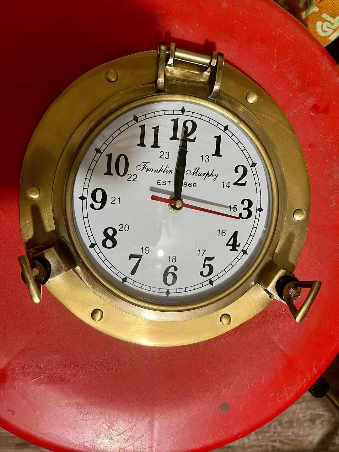 9brass Porthole Clock Large Display Ship Nautical Maritime Wall Decor ...