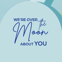 We’re Over the Moon About You Baby Shower Vinyl Decal | Gender Reveal ...