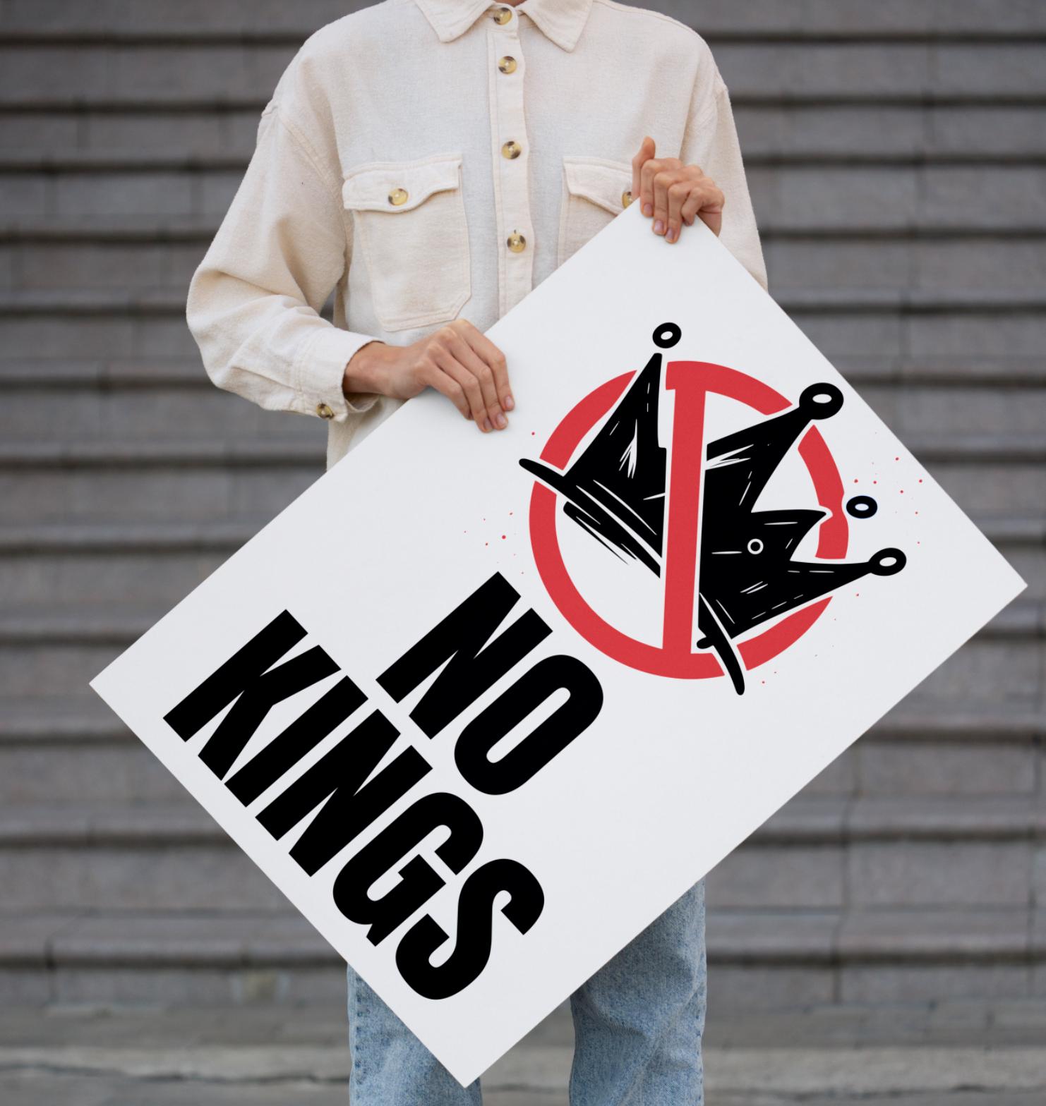 No Kings Protest Sign (double-sided) Faux King Joke, Rally Anti Trump ...