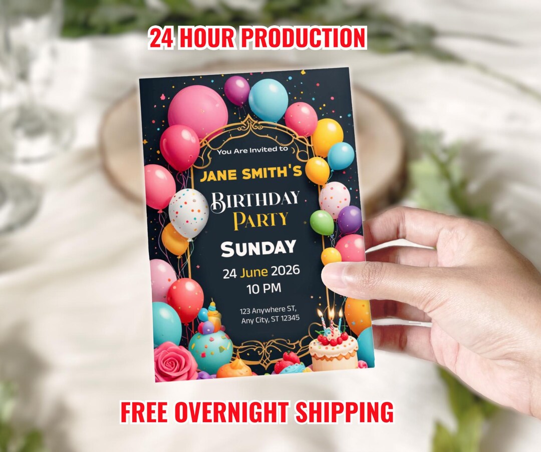 Custom Birthday Party Invitation Card (double Sided) Personalized ...