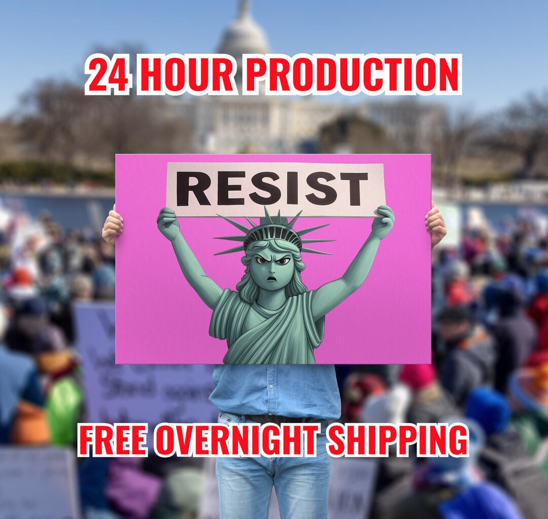 Lady Liberty Resist Poster (double-sided) No Kings Protest Sign, Anti ...