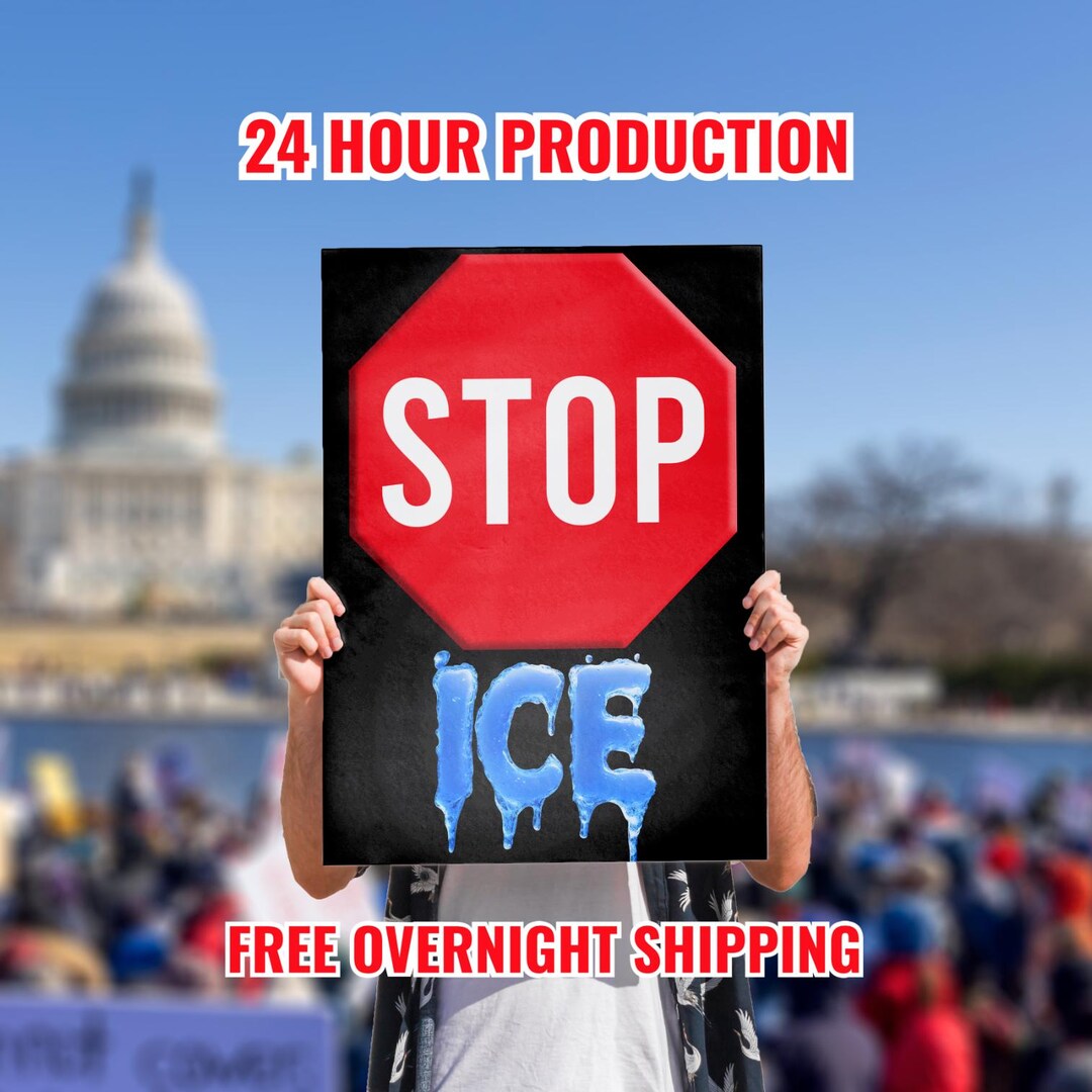 Stop ICE Cardstock Protest Poster (double-sided) No Kings Sign, Printed ...