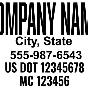 Company Name | US DOT & MC Number Decal | Trucking Comapny ...