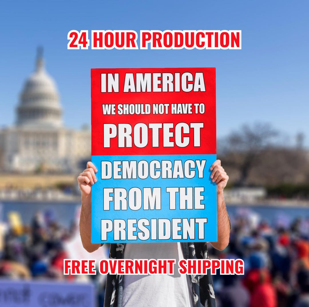 Protect Democracy Protest in America Poster Sign, No Kings Sign, Anti ...