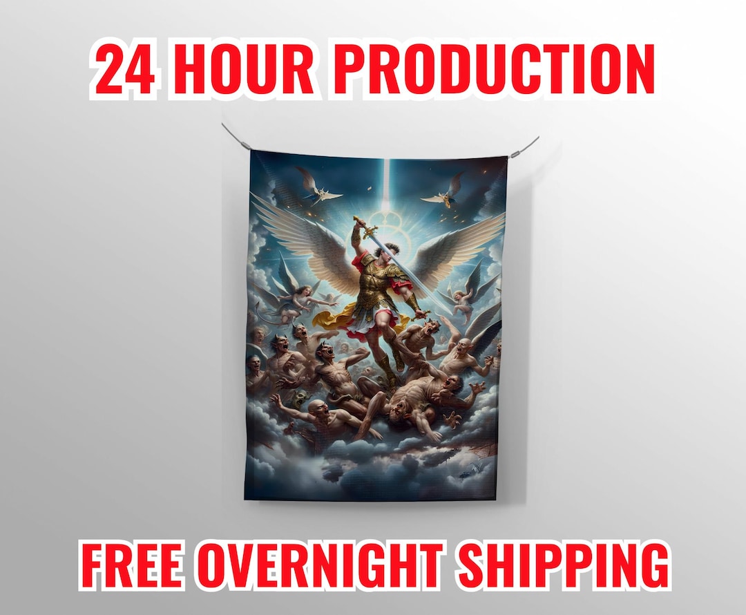 St. Michael the Archangel Flag Banner - Fierce Design of Archangel ...