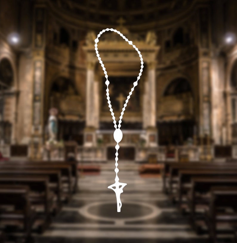 Rosary Decal Prayer Beads Religion Sticker Catholic Jesus Holy Cross ...