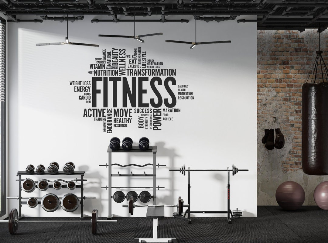 Fitness Wall Decal, Gym Mural, Workout Gym Sticker, Motivation Training ...