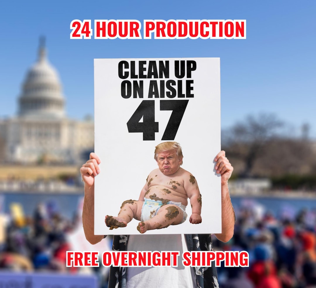 No Kings Day Protest Sign (double-sided) Trump Rally Poster, Anti Trump ...