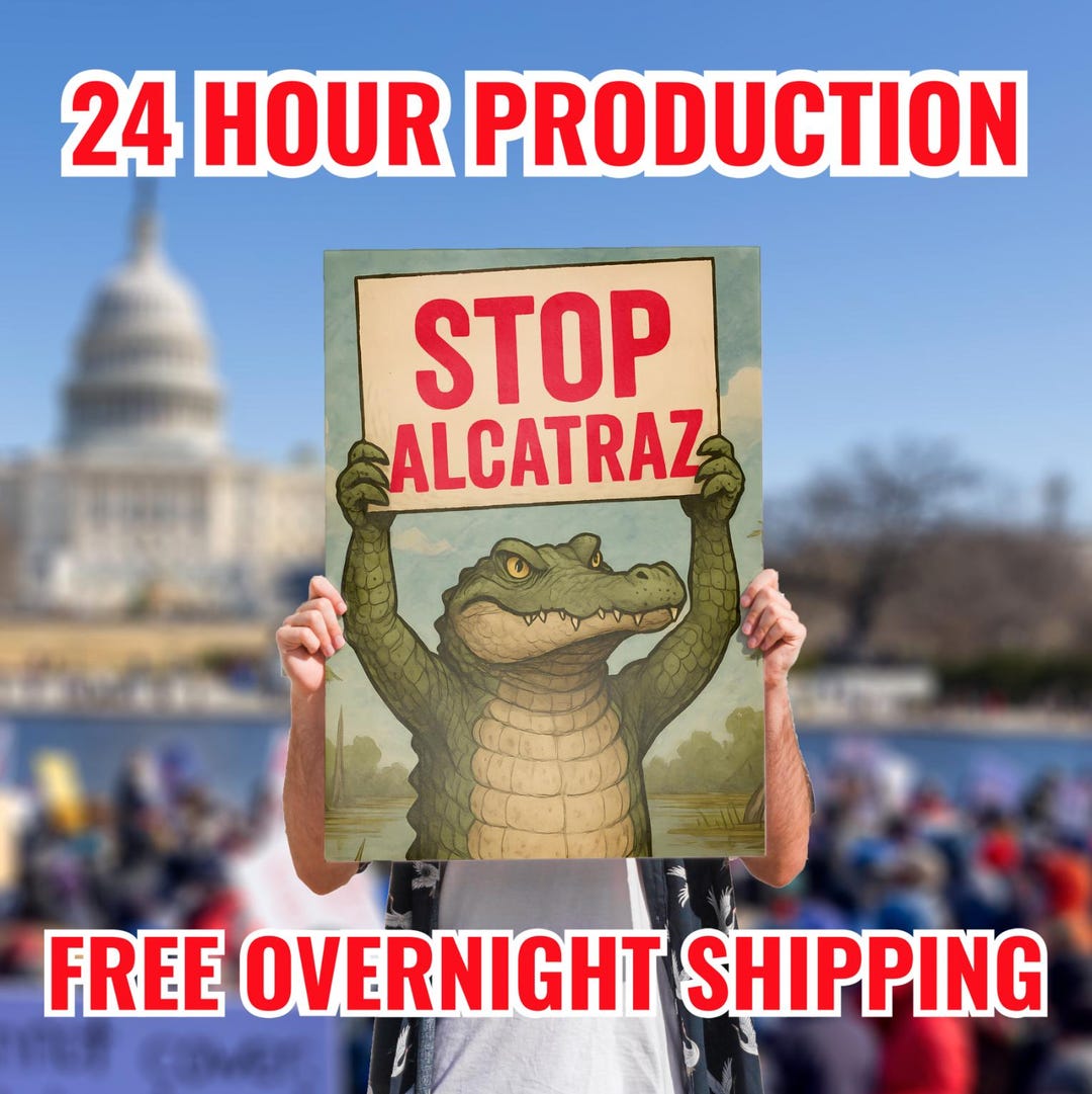 Double-sided Stop Alligator Alcatraz Sign, Abolish ICE, Hands off ...