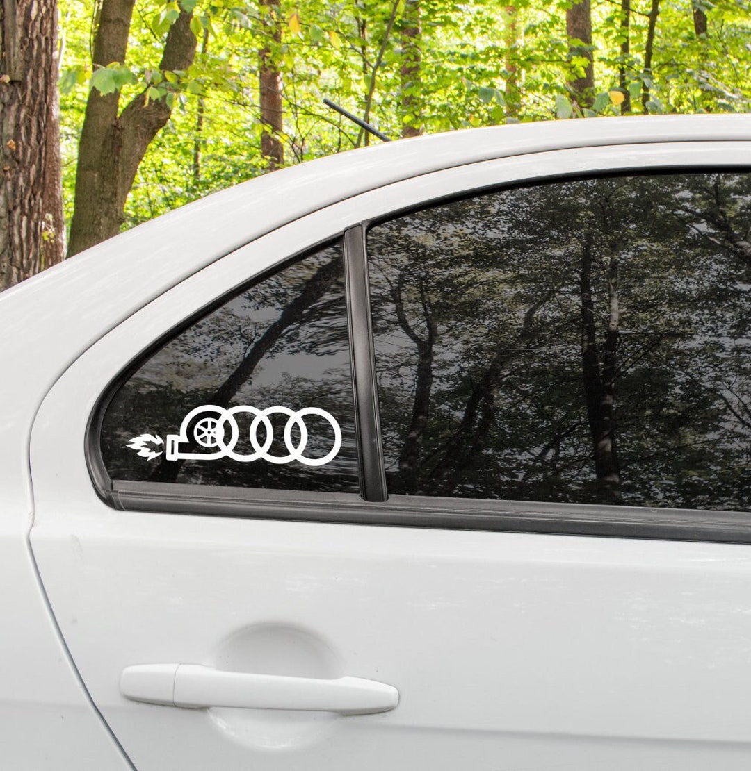 Turbo Audi Decal | Audi Emblem Logo | Vinyl Sticker | Laptop, Car, Window, Mirror, Bumper ...