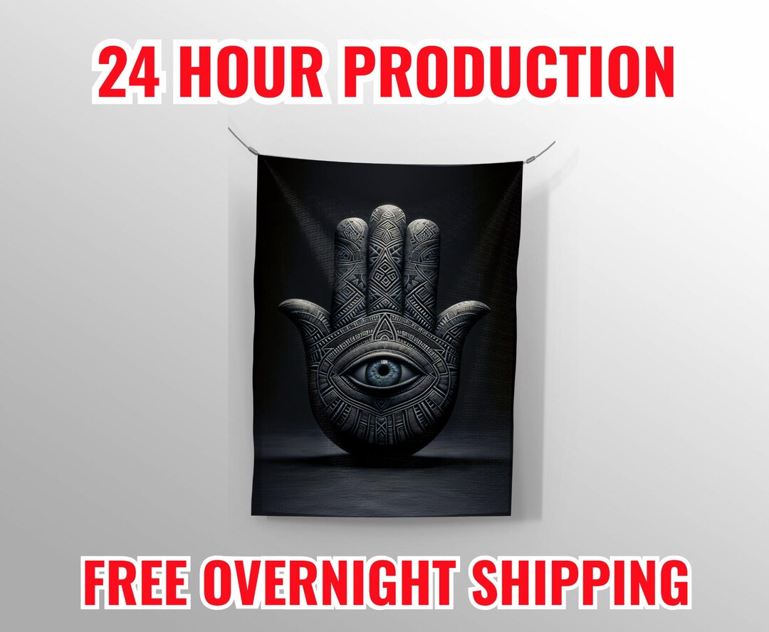 Hamsa Hand Banner | Evil Eye Protection | Hand of Fatima Printed ...