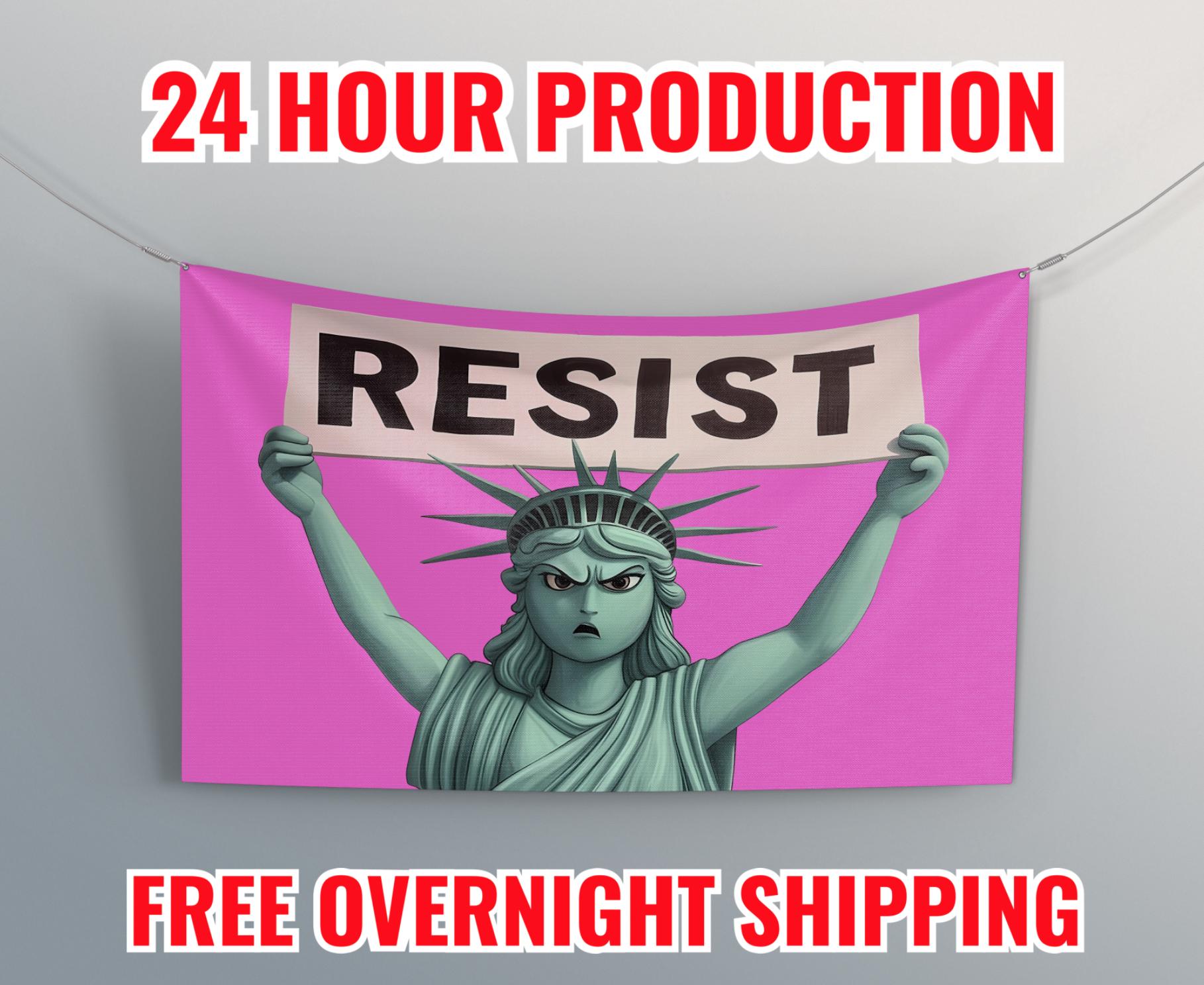 Statue of Liberty Resist Banner, No Kings Protest Sign, Outdoor Protest ...