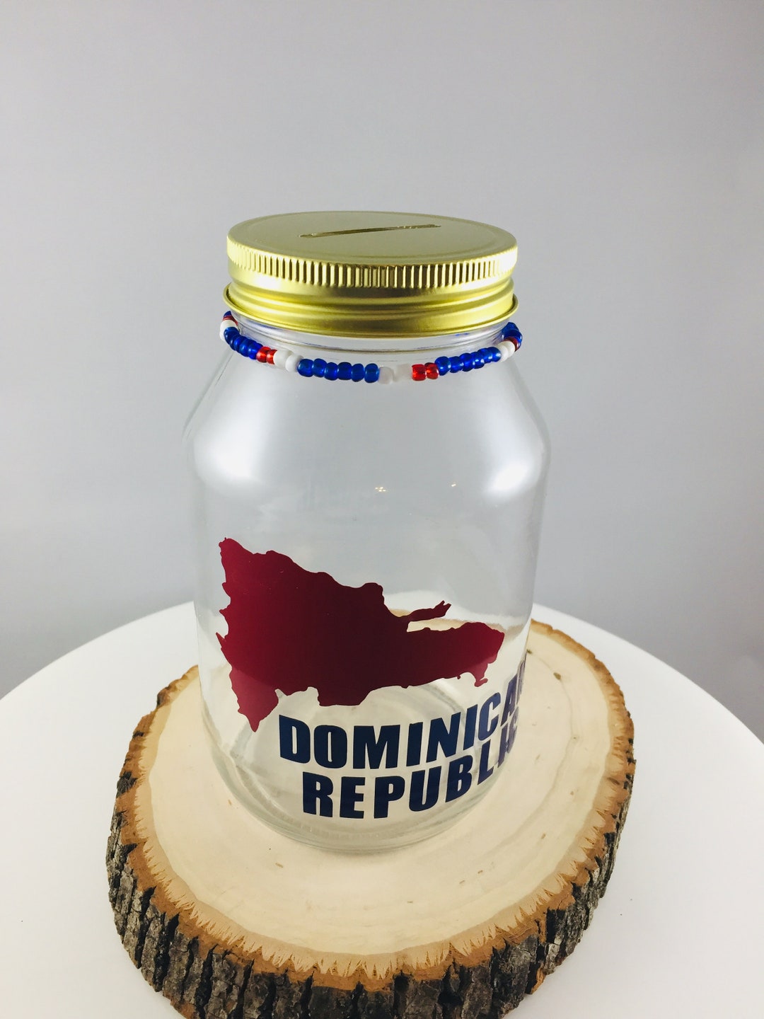 Dominican Republic Travel Jar in Navy and Burgundy - Etsy
