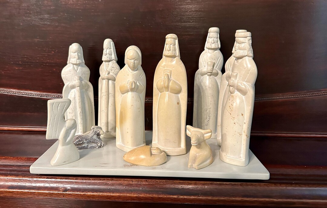 Hand Carved Soapstone Nativity Set - Etsy