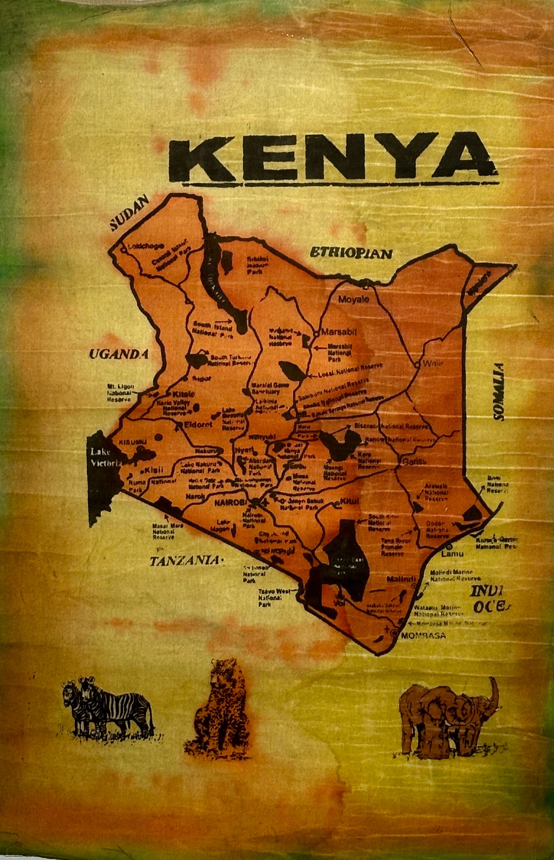 Map of Kenya Canvas - Etsy
