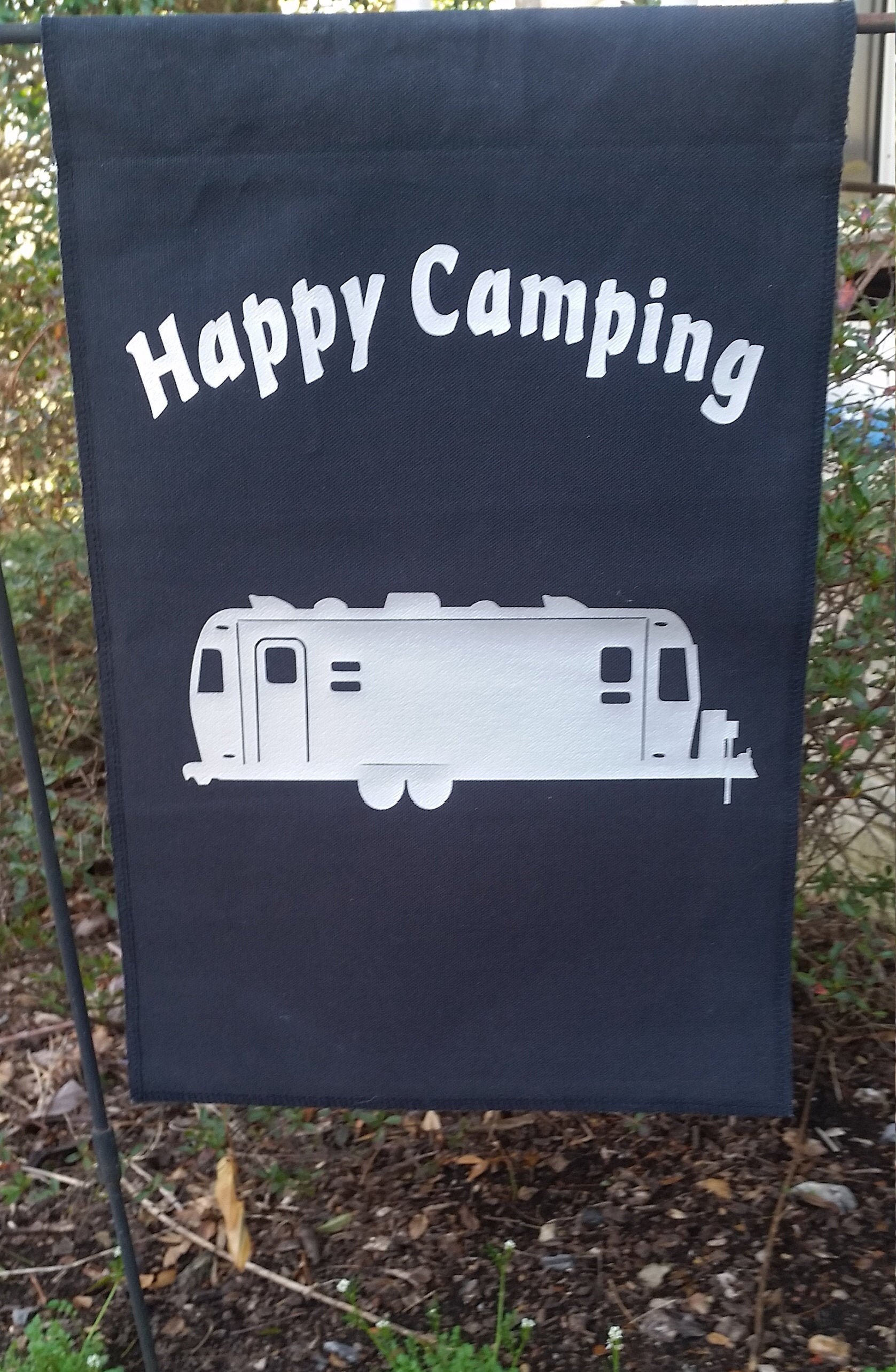 Happy Camping Airstream Garden Camping Flag - Etsy UK