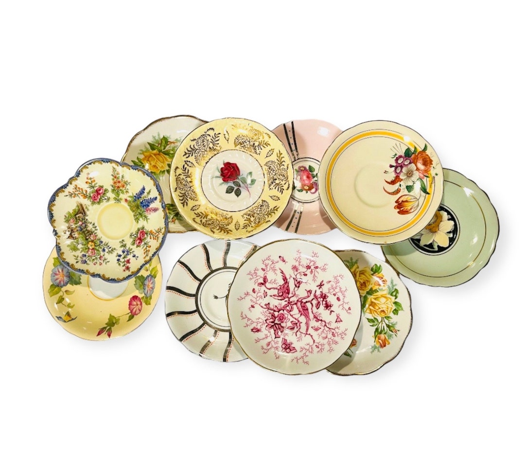 Selection of 5 or 10 Orphan Saucers Bone China England Mismatch Saucers ...