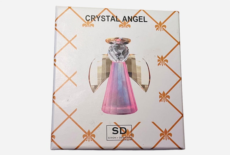 Simon Designs Crystal Glass Pink Guardian Angel With Gold Halo and ...