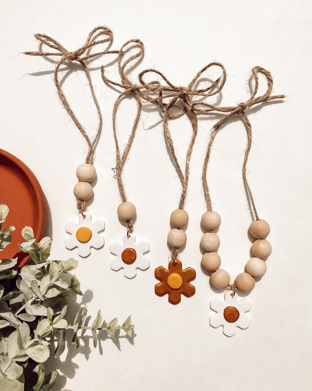 Clay Daisy Beaded Car Mirror Hangers - Etsy