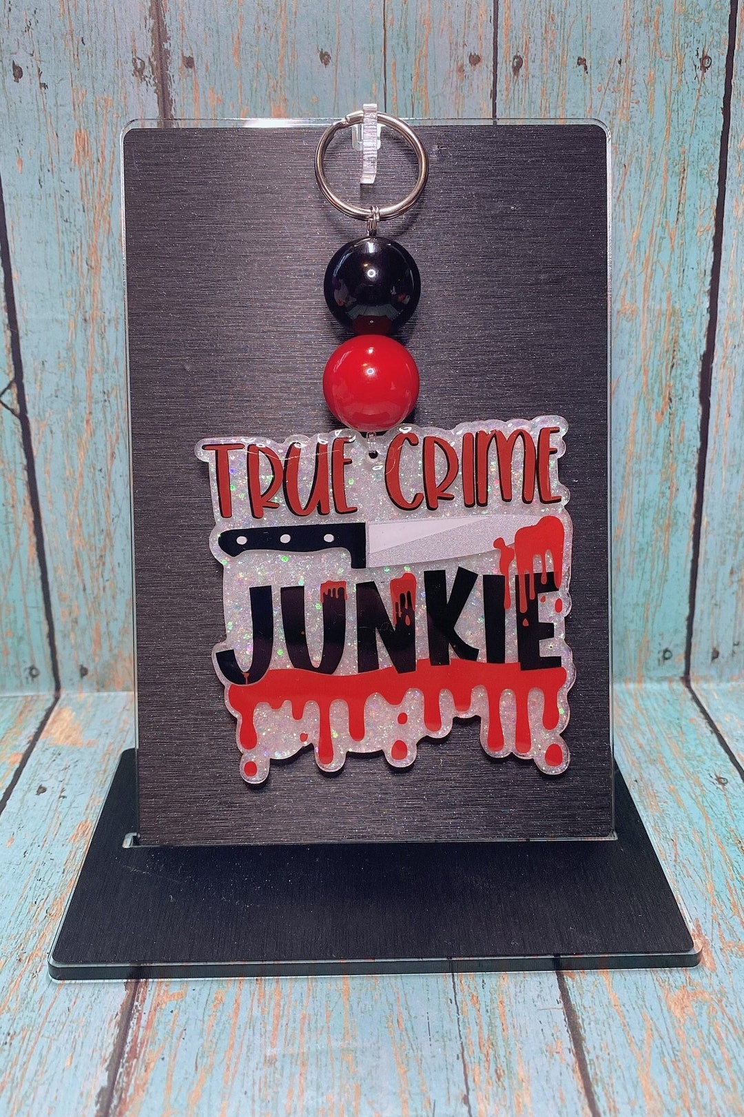 True Crime Junkie Keychain - Etsy