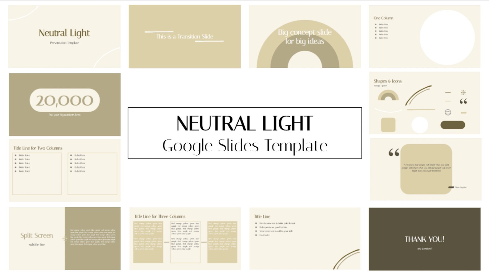 Neutral Light: minimalist Google Slides Template Instant - Etsy.de