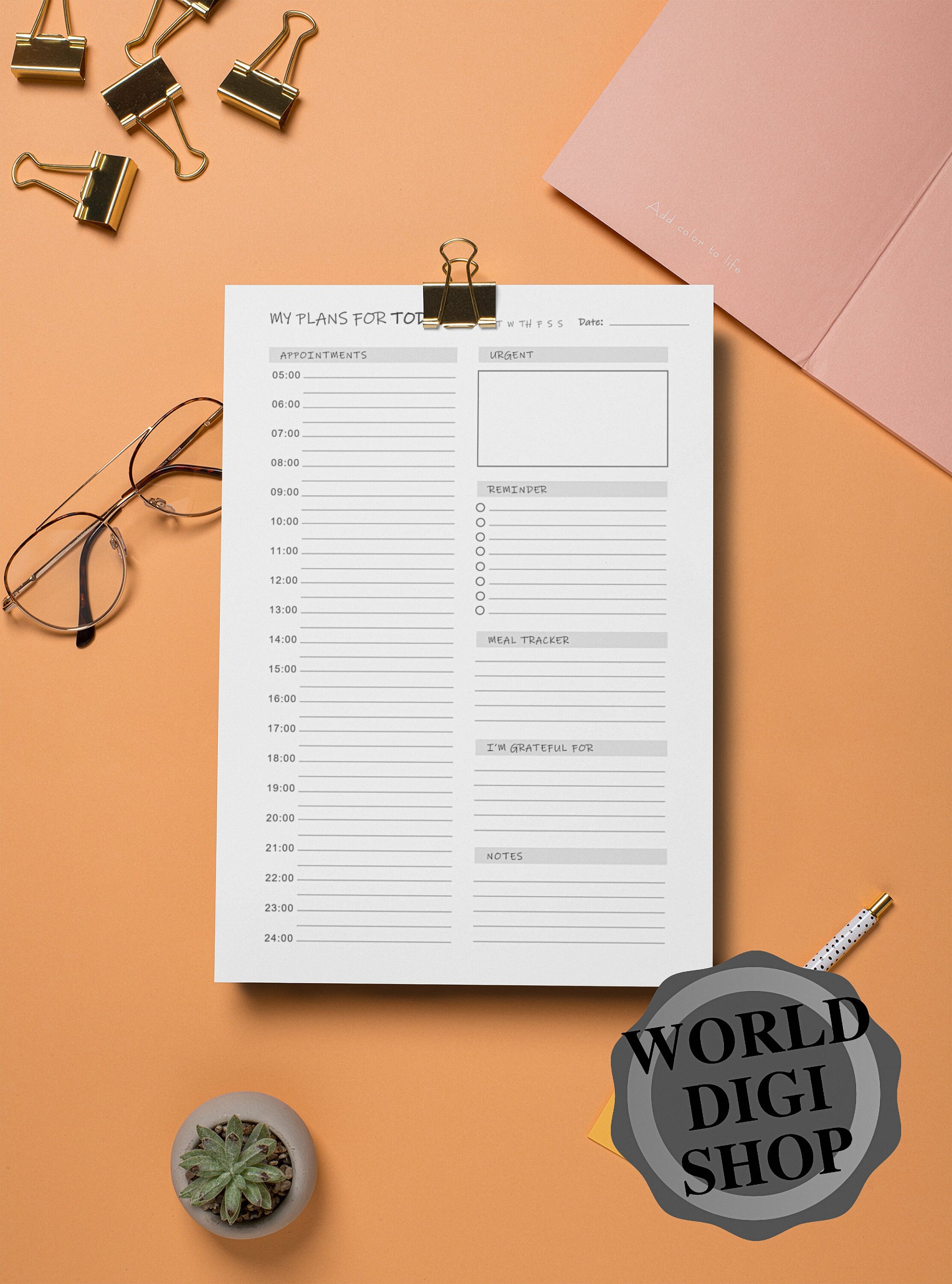 My Plans For Today Planner Printable Full Editable Template | Etsy
