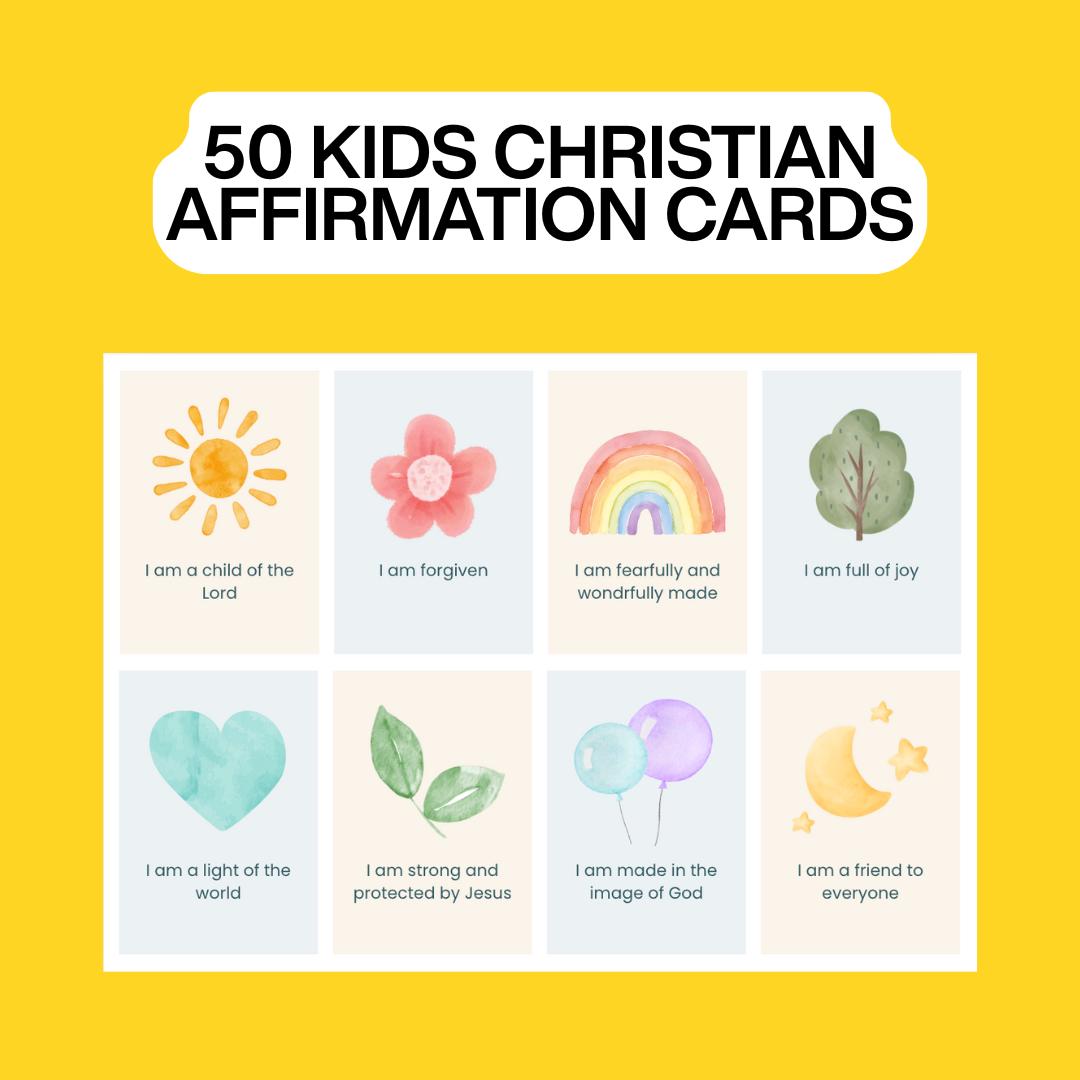 Christian Affirmation Cards for Kids: Bible Verse Printables (PDF ...