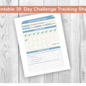 Printable 30 Day Challenge Tracking Sheet | Goal Tracking Sheet ...