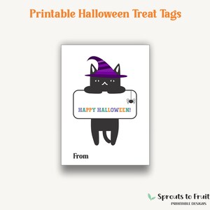 Printable Cat Halloween Treat Tags | Cat Tags| Pumpkin Tags| DIY ...