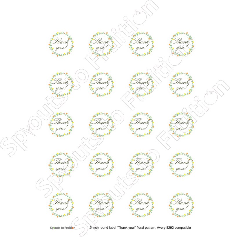 Printable Thank You Round Stickers With Floral Pattern, 1.5 Inch - Etsy