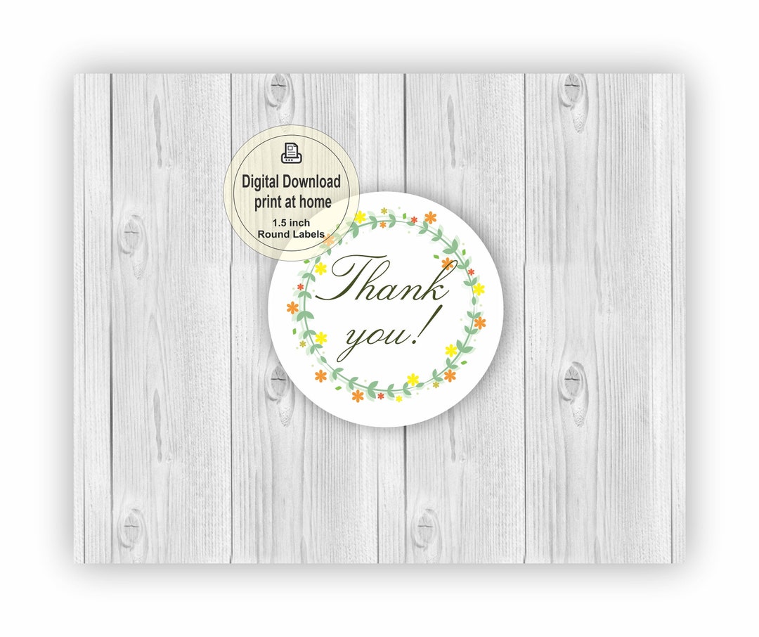 Printable Thank You Round Stickers With Floral Pattern, 1.5 Inch - Etsy