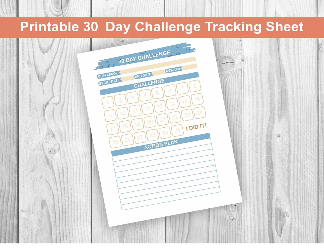 Printable 30 Day Challenge Tracking Sheet | Goal Tracking Sheet ...