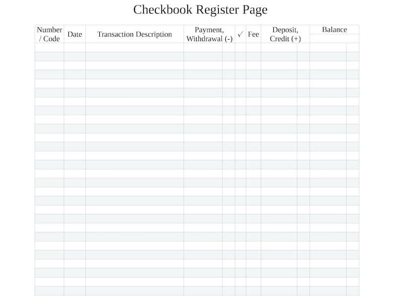 Printable Checkbook Register PDF File Prints on A4 or Letter | Etsy