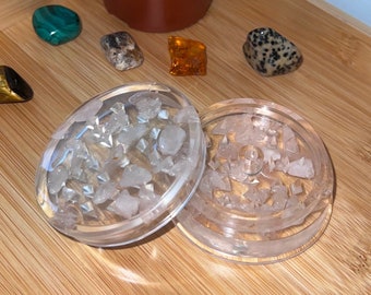 Mini Pink Rose Quartz Triple Moon Aluminium Herb Tobacco Grinder ...