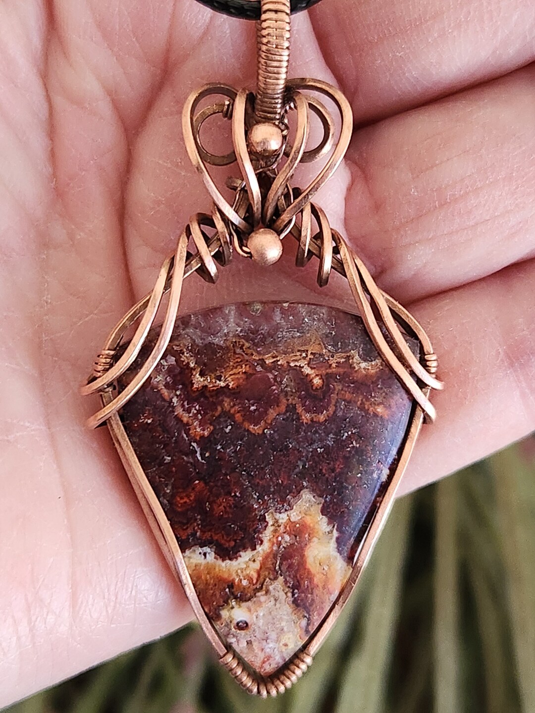 Utah Wildfire Lace Agate/opal Gemstone Pendant Antiqued Copper Wire ...