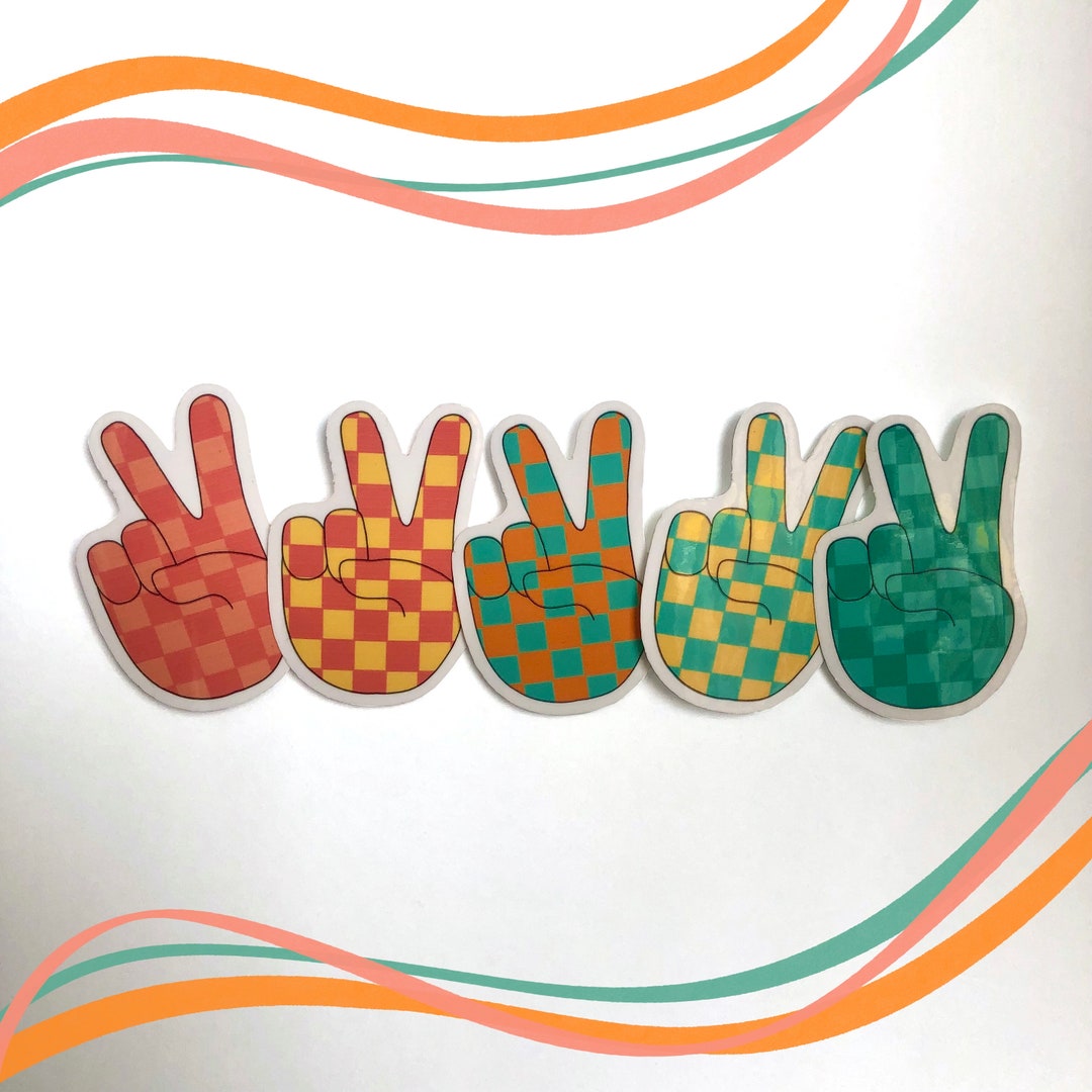 Peace Sticker | Trendy Finger Peace Sign Checker Sticker| Vinyl ...