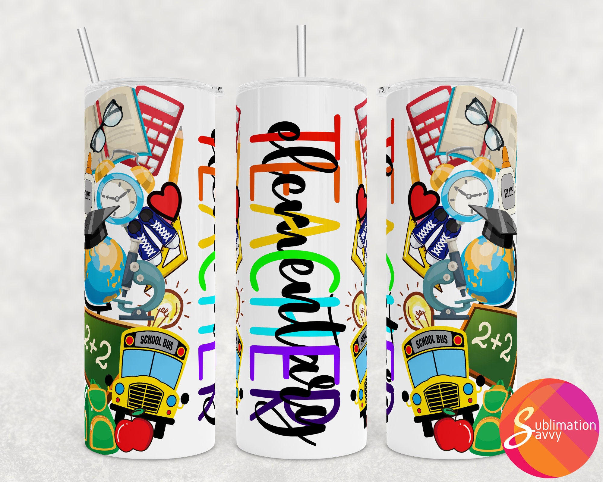 Teacher Sublimation Tumbler Designs for 20 Oz Tumbler Wrap, Elementary ...