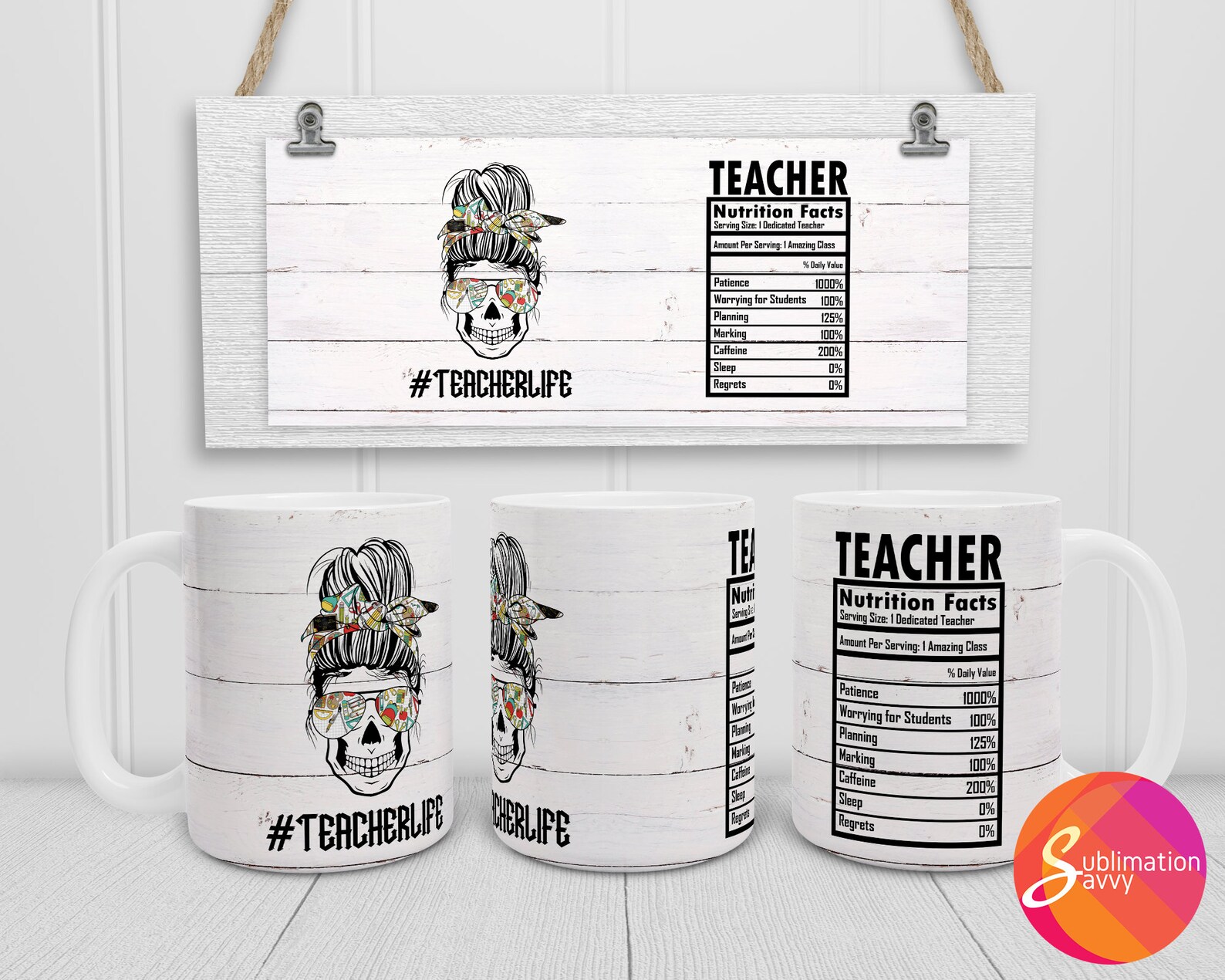Teacher Sublimation Design for 15 Oz Cricut Mug Nutrition - Etsy
