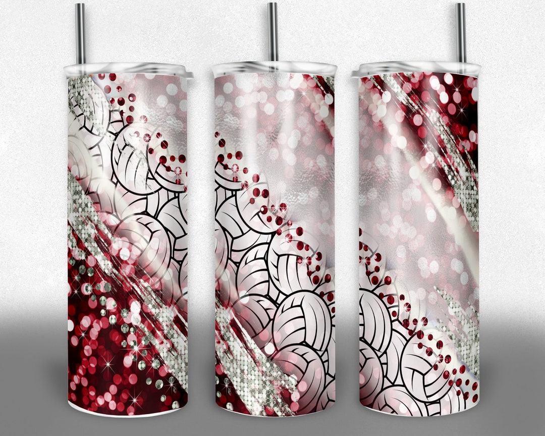 Volleyball PNG Sublimation Designs, 20oz Skinny Tumbler Crimson and ...