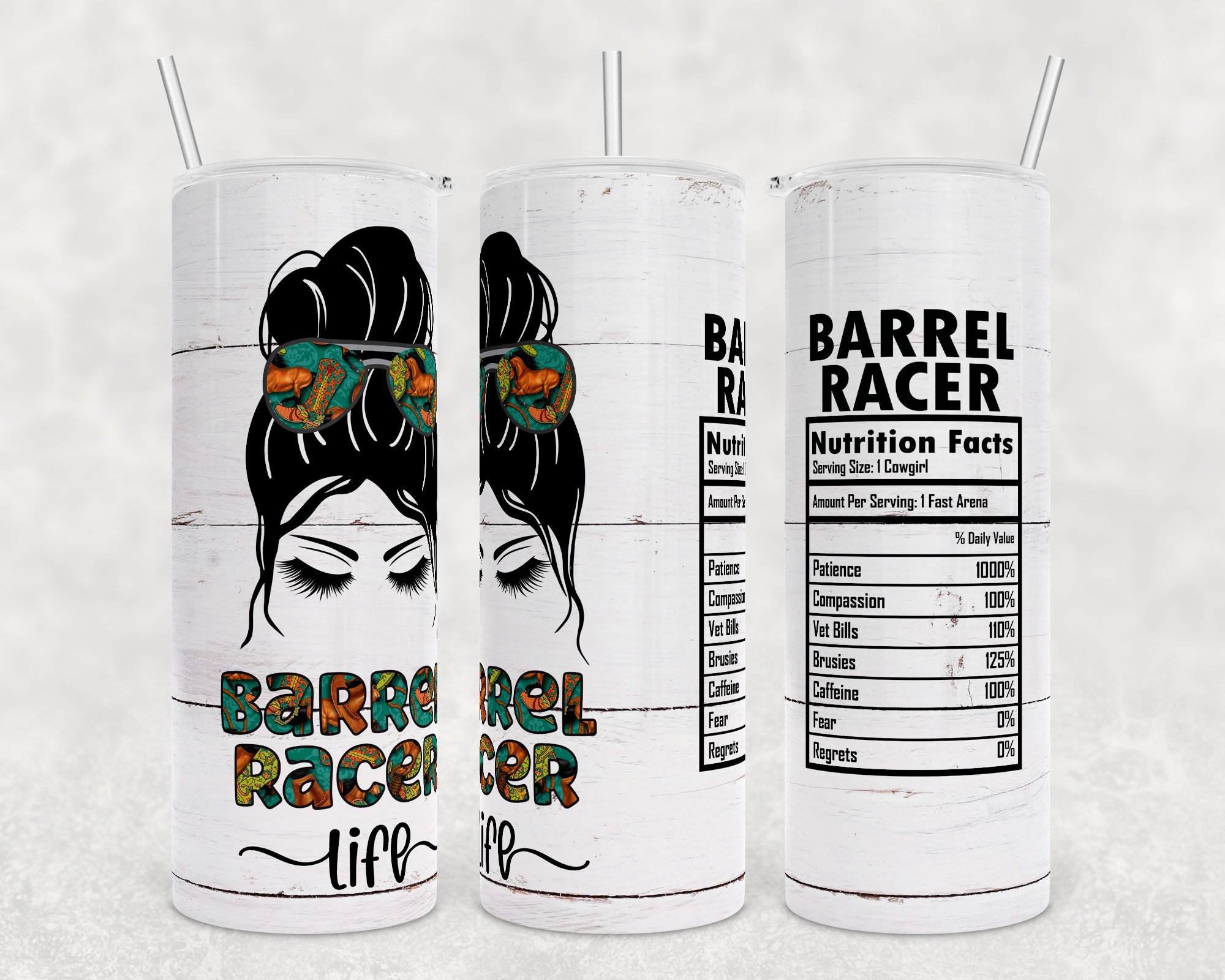 Barrel racing tumbler wrap sublimation design for 20 oz | Etsy
